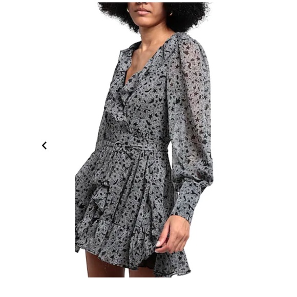 Topshop | Dresses | Topshop Star Ruffle Wrap Mini Tea Dress In Mono ...